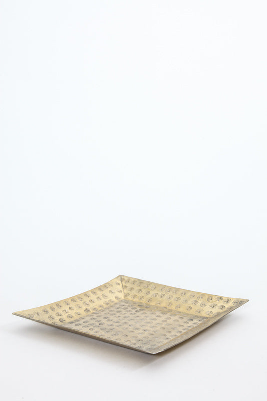 Tray aluminum antique gold colored 23 x 23 x 4 cm — CACHET